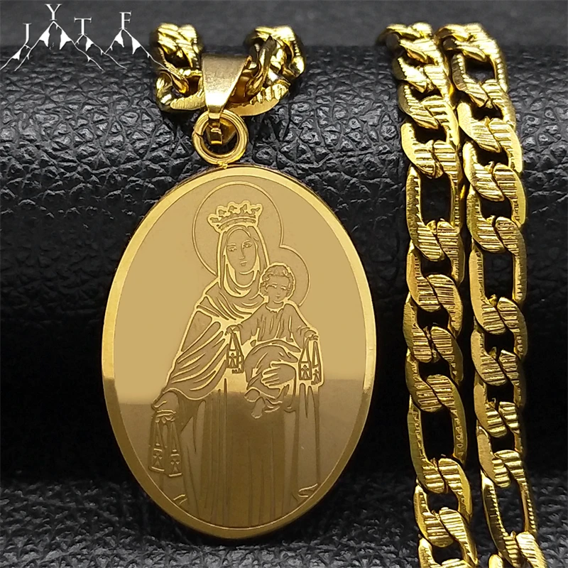 Classic-Virgin-Mary-Pendant-Necklace-for-Women-Men-Stainless-Steel-Gold ...