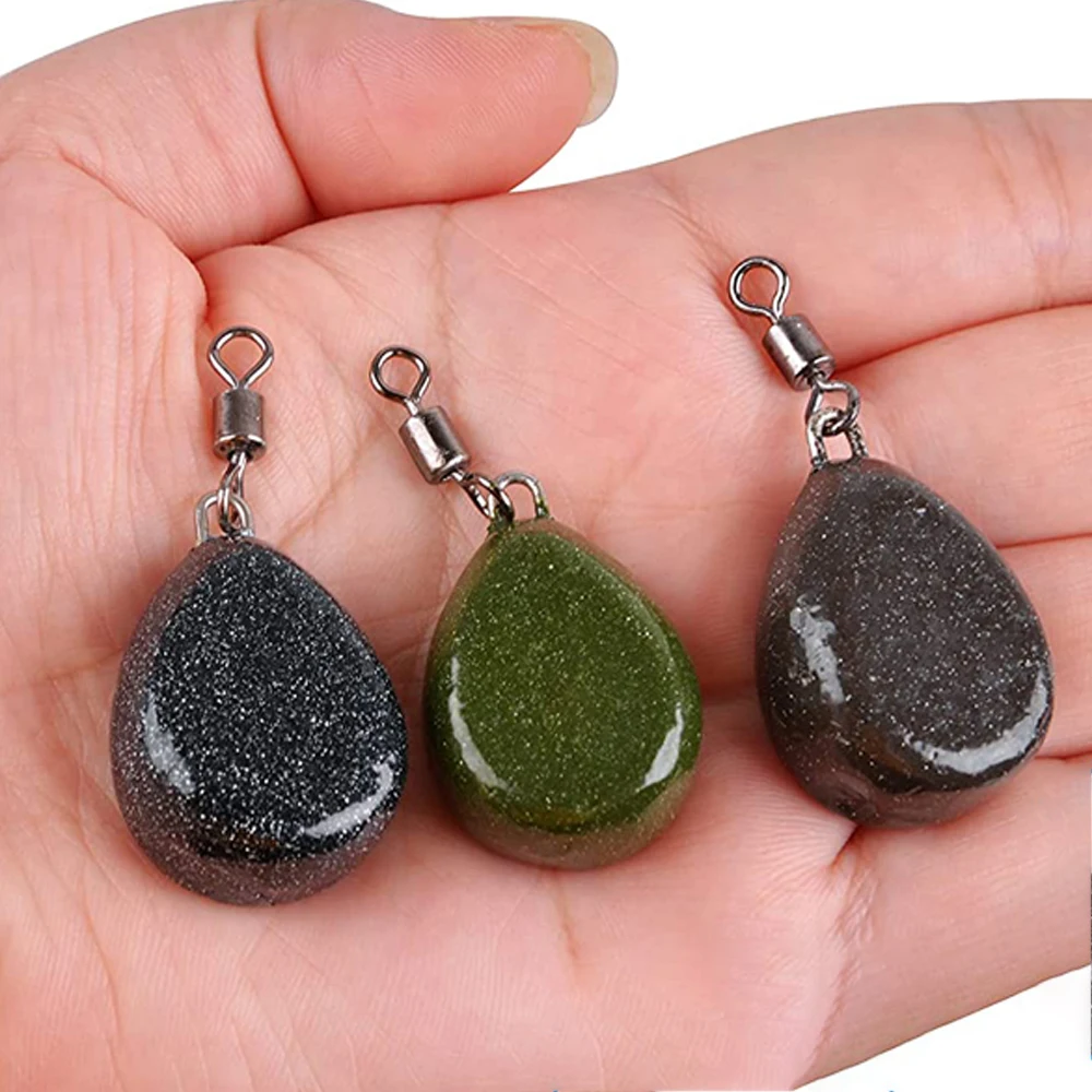 1-Piece Carp Fishing Weights 2OZ Fishing Sinkers Coated Flat Pear ...