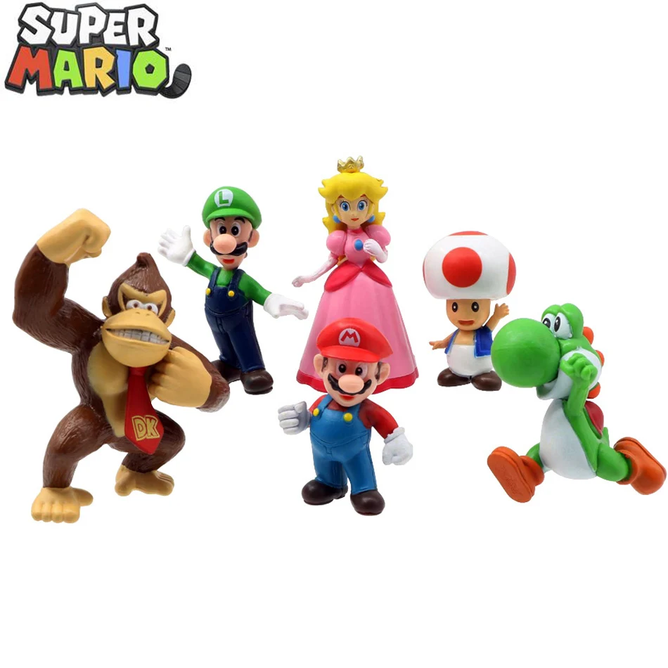 6pcs/set Super Mario Bros Pvc Action Figure Toys Dolls Model Set Luigi ...
