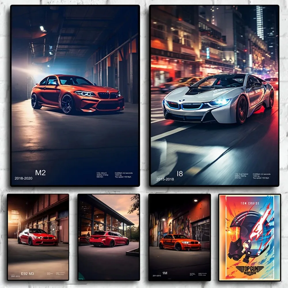 Pop-super-luxury-sports-car-Poster-Aesthetic-City-Brand-Cars-M8-X5-I8 ...