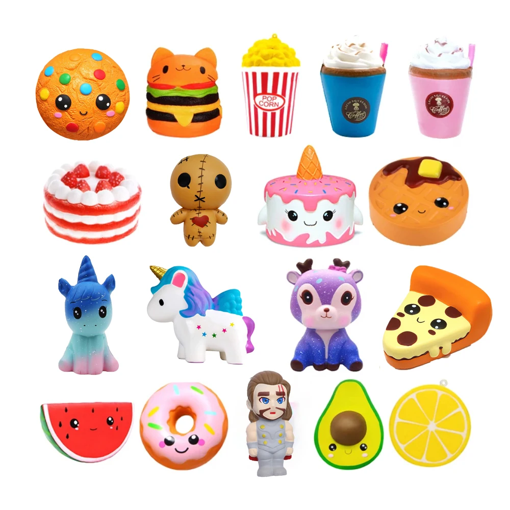 Squishies Fidget Toy Cartoon Ice Cream Popcorn PU Squishy Slow Rising ...
