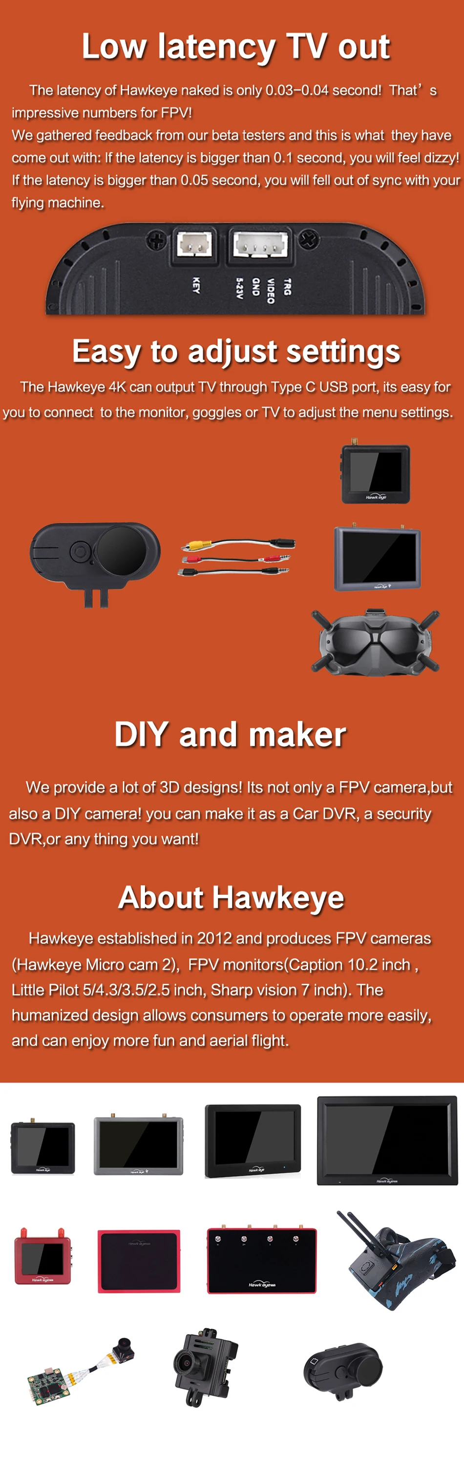 Hawkeye Thumb 4K HD FPV Camera - With ND16 Filter FOV 170 Gyroflow Sta ...