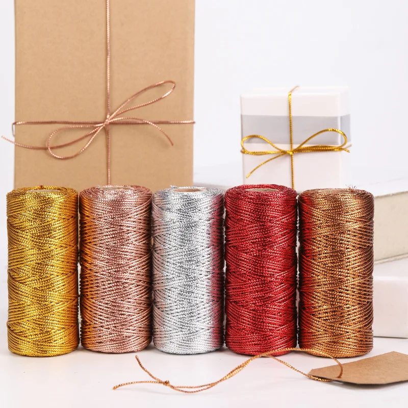 Handgemachte DIY 1,5mm Gold Silber Schnur Seil Faden verdrehte Makramee ...