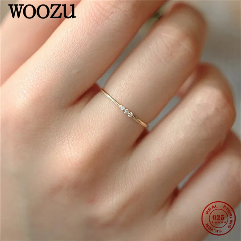WOOZU 925 스털링 실버 로맨틱 미니 라운드 반짝이 지르콘 손가락 반지, 여성용 성명 프렌치 심플 파티 쥬얼리 선물, 신제품| | - AliExpress