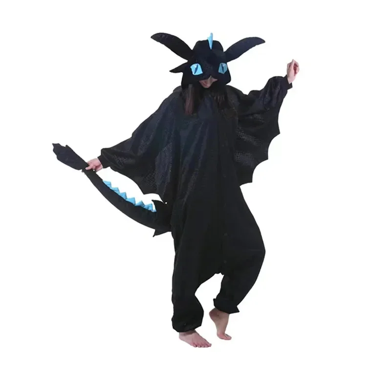 Toothless-Black-Dragon-Onesie-Kigurumi-Adult-Unisex-Flannel-Zipper ...