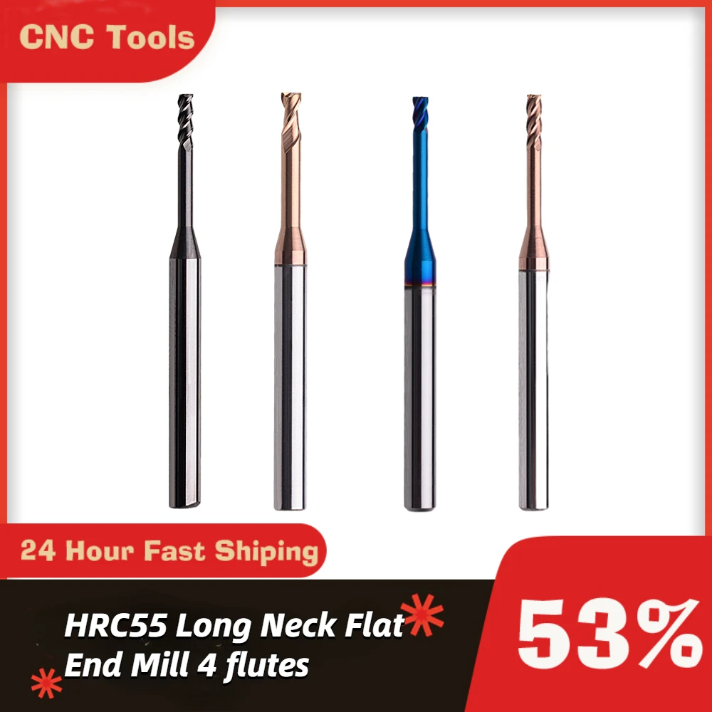 HRC55-Precision-Micro-CNC-Milling-Cutter-Deep-Groove-Carbide-End ...