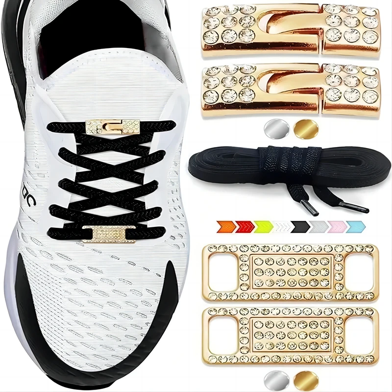 Diamond Cross Lock Elastic No Tie Shoe Laces Flat Tag Shoes for Women ...