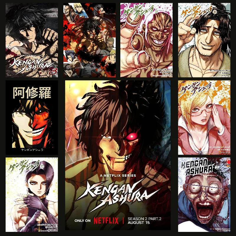 Anime Kengan Ashura Poster Self-adhesive Art Waterproof Paper Sticker ...