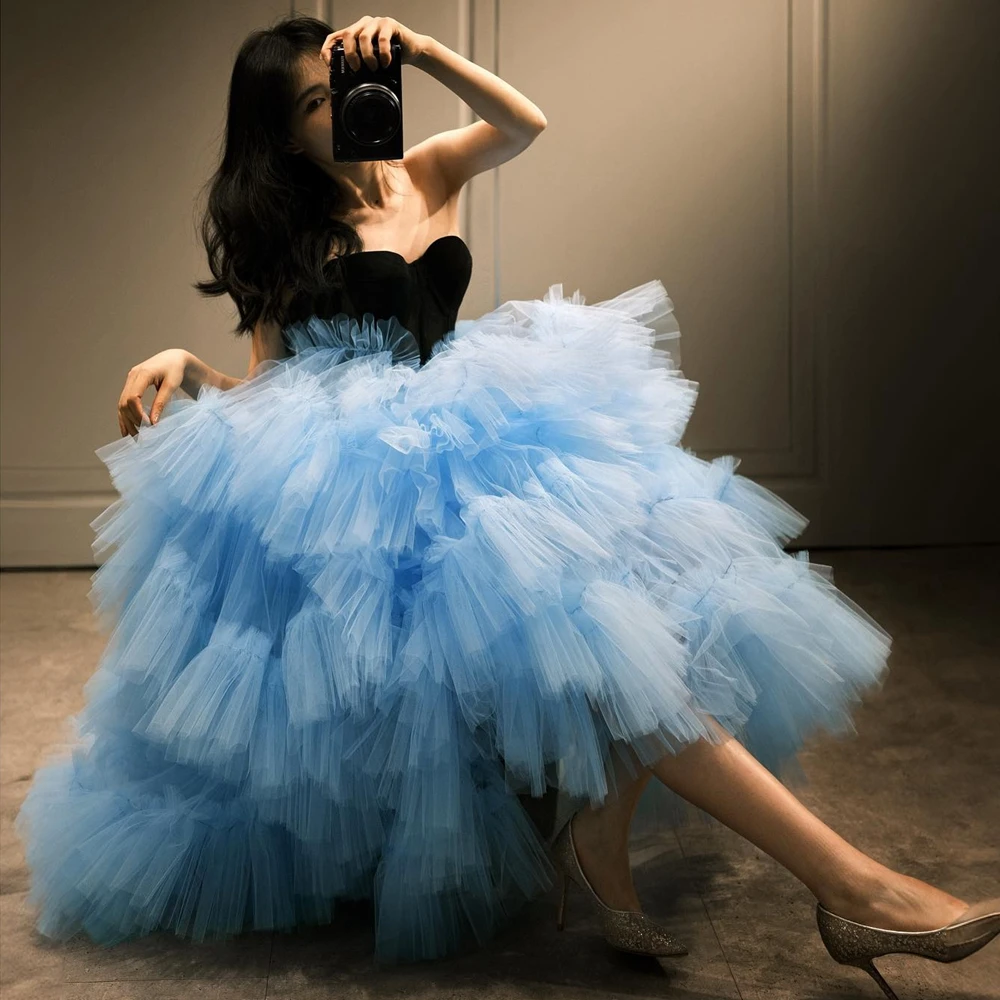 Extra-Puffy-Mesh-Prom-Dresses-Pretty-Strapless-Ruffles-Tiered-A-Line ...