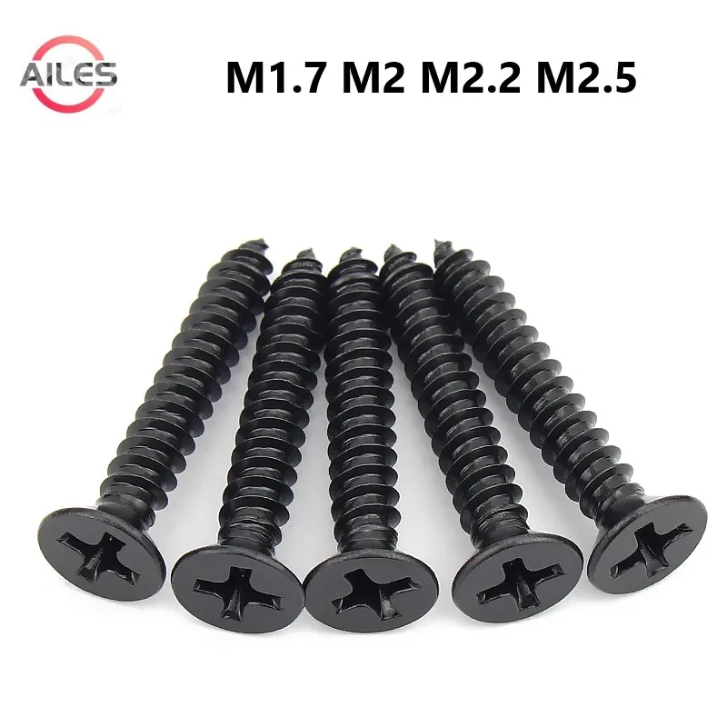 M1.7 M2 M2.2 M2.5 M3 Black 304 Stainless Steel Phillips Cross Recessed ...