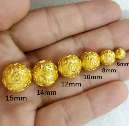 999 pure gold beads 3d gold ball 24k pure gold charms yellow gold beads ...