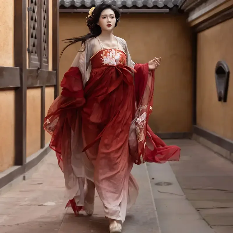 Red-Summer-Tang-Dynasty-Chinese-Traditional-Style-Dresses-for-Women ...