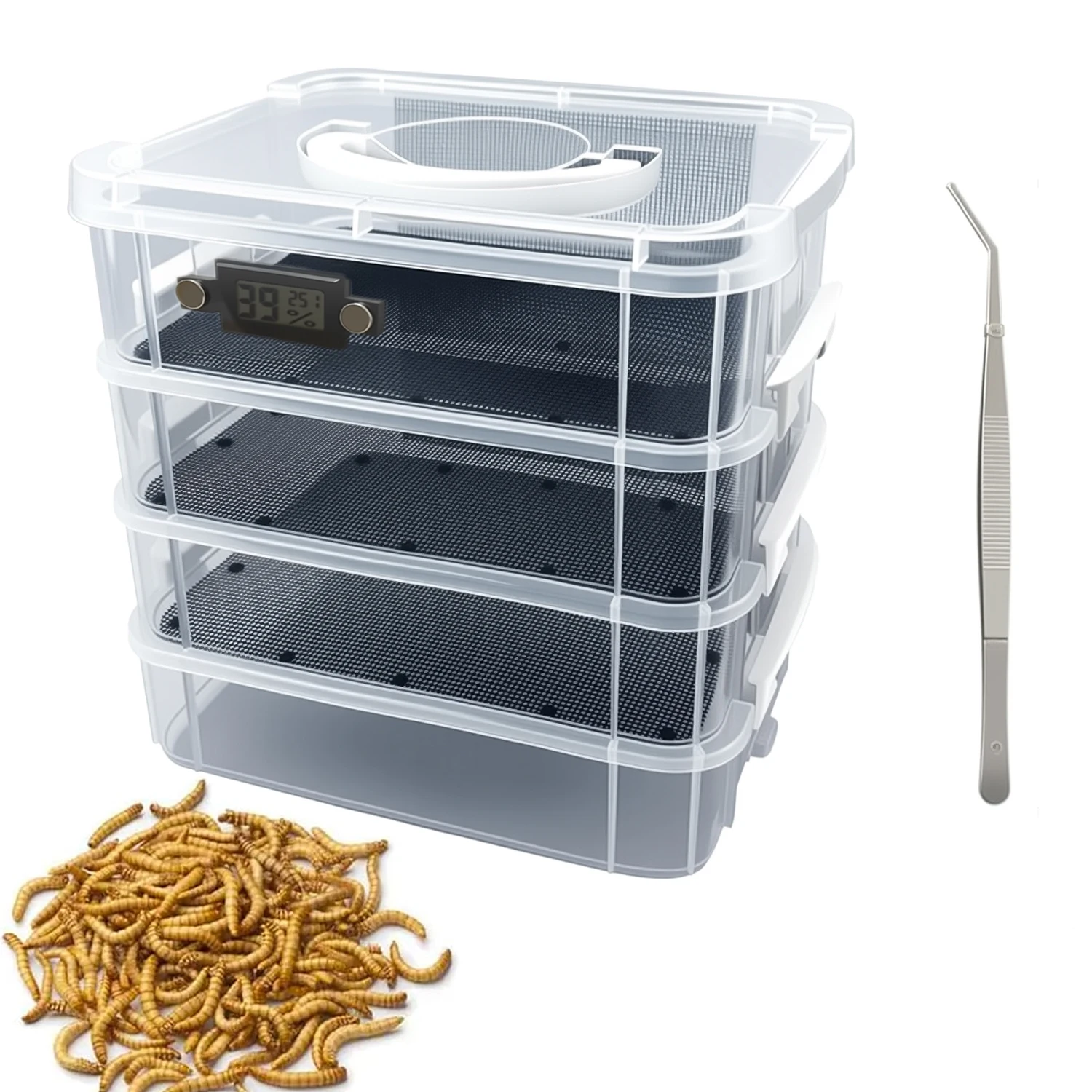 Mealworm Breeding Kit With Temperature And Humidity Display Four-Layer ...