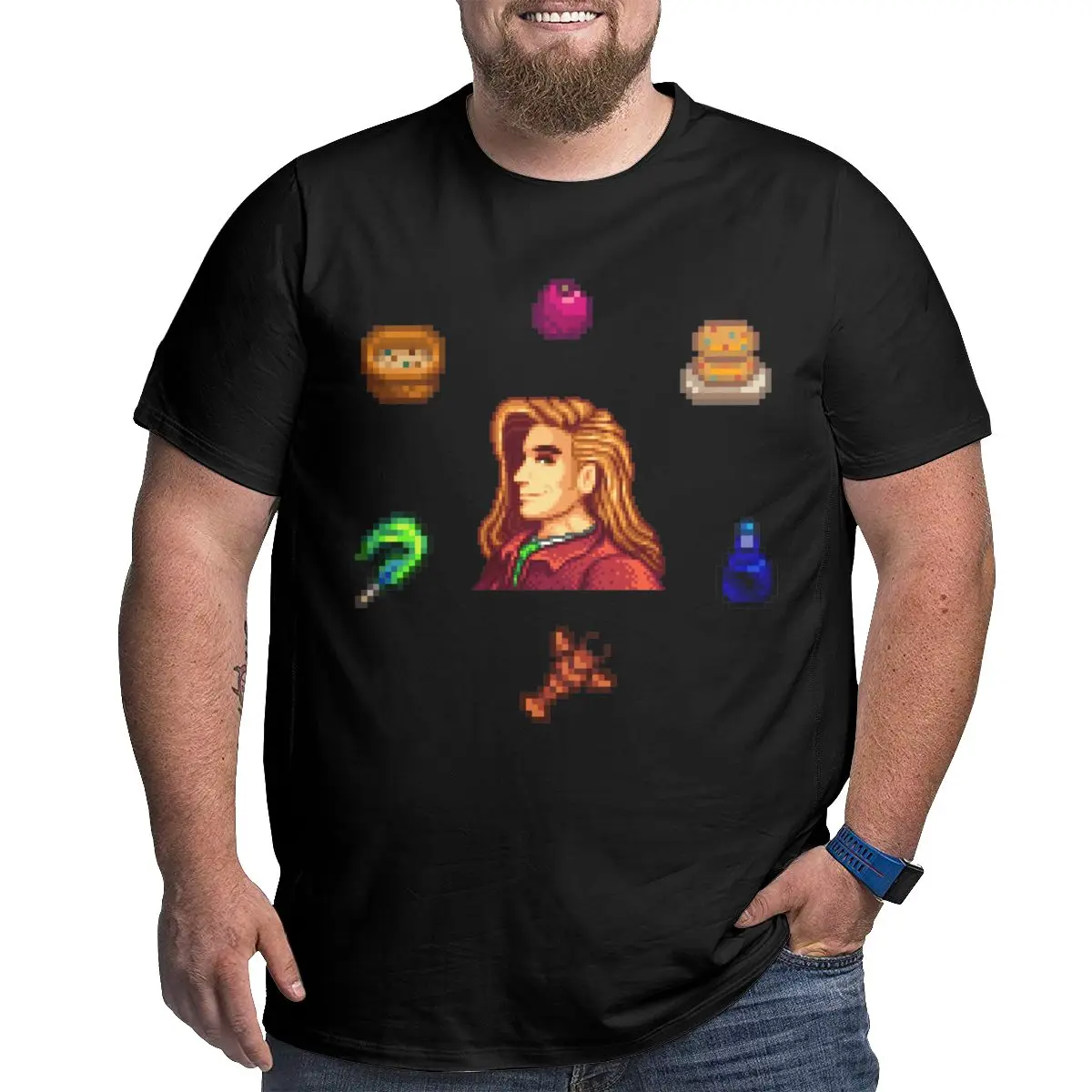 Stardew Valley SDV Elliott Favorite Items Set Men vintage T Shirt Crew ...