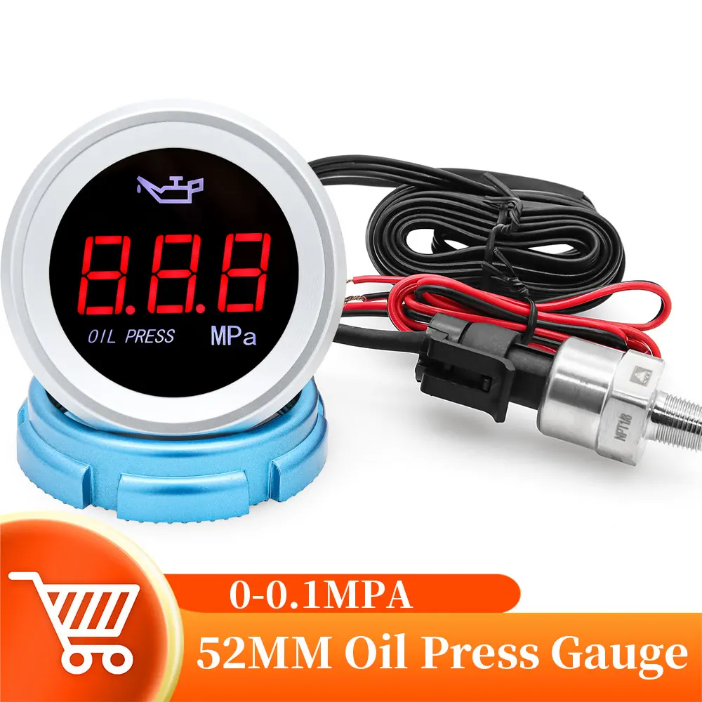 12/24V Universal Digital Oil Pressure Gauge With Alarm 52MM Electronic ...