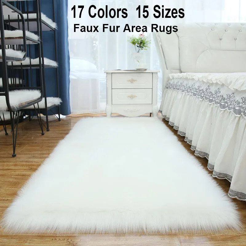 Long Hair Faux Fur Area Rugs Artificial Sheepskin Fur Carpet Fluffy ...