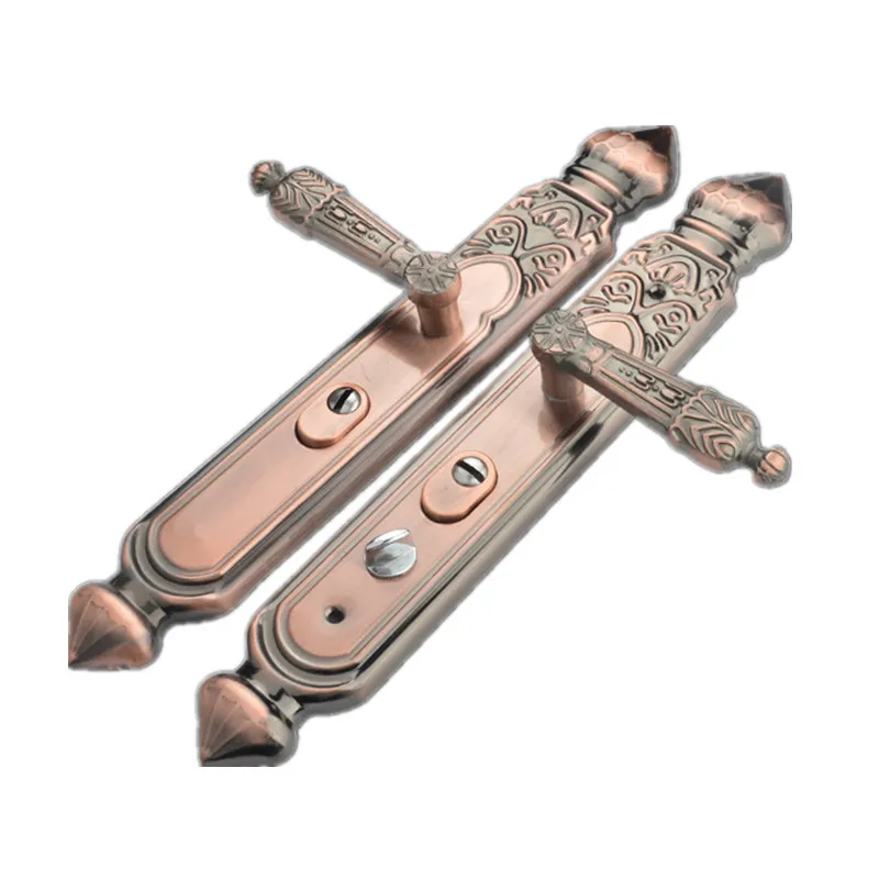 Red Ancient Anti theft Door Lock Handle Set Thickened Panel Solid ...