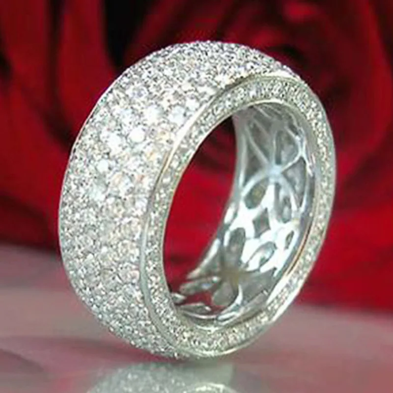 Hiphop-Full-Lab-Diamond-Finger-Ring-925-Sterling-Silver-Party-Wedding ...