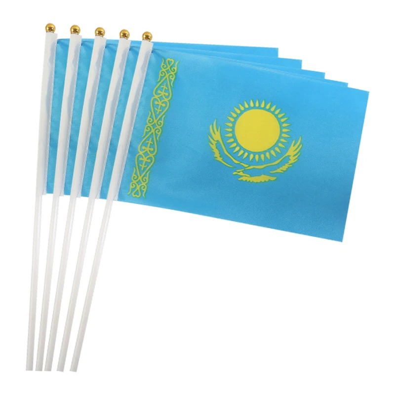 xvggdg 100pcs 14 * 21cm Kazakhstan hand flag Kazakhstan Hand Waving ...