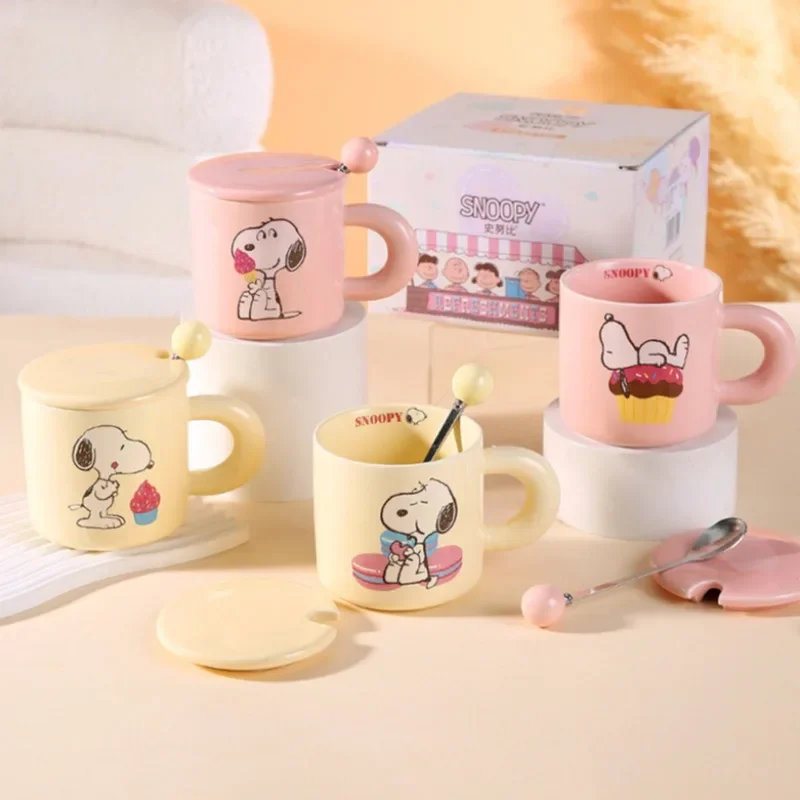 Snoopy-Kawaii-Coffee-Cup-with-Lid-Spoon-Girly-Heart-Anime-Cartoon ...