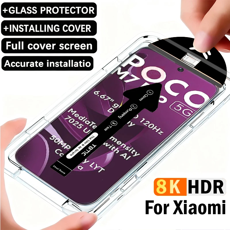 8K Dust Free Auto Installation Screen Protector for Xiaomi Poco M7 M6 ...