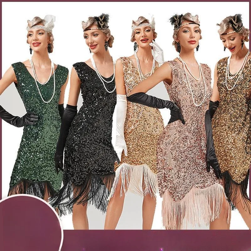 1920 vintage dress Gatsby ball tassel dress party banquet dance dress Dingzhu toasting small dress