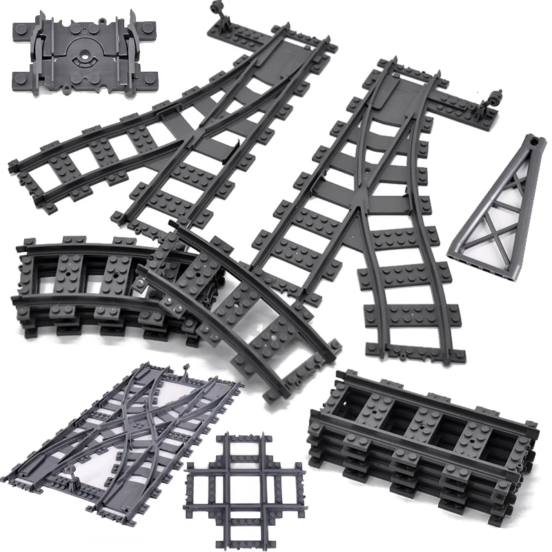 MOC City Creative Idea Train Rail Crossing Points Flexible Tracks ...