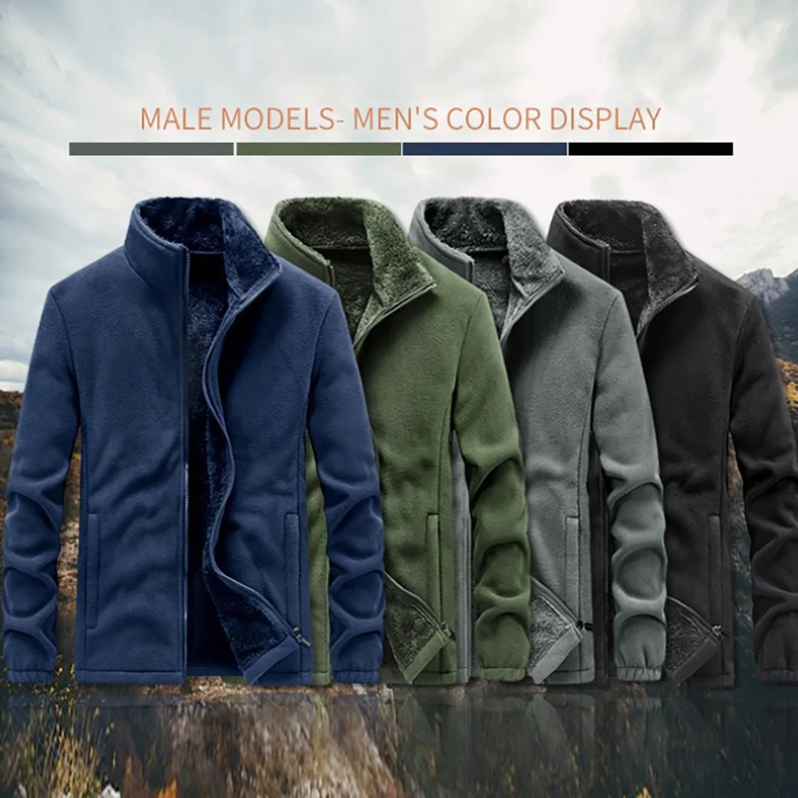 Men-Outdoor-Winter-Fleece-Jacket-Parka-Coat-Mens-Fur-Collar-Tactical ...