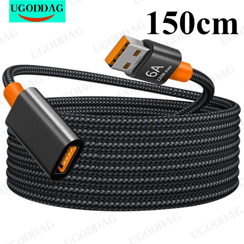 150cm-Nylon-Braided-Extension-Cable-Lossless-Extended-Transmission-USB ...