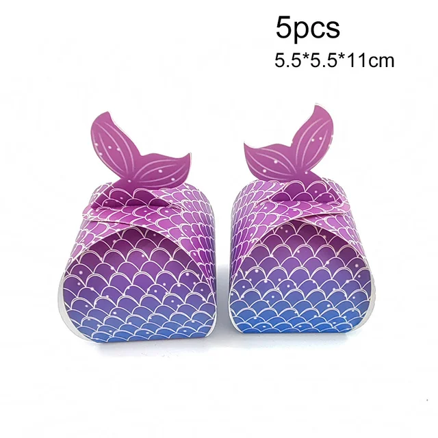 5/25/50PCS Mermaid Tail Paper Boxes Cookies Candy Packaging Bags Kids ...