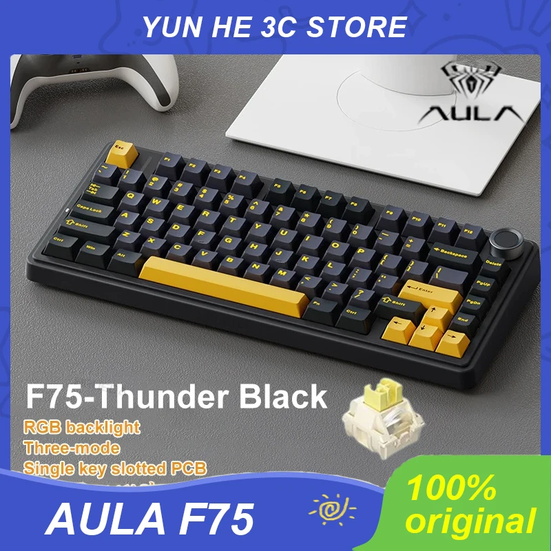 AULA-F75-Mechanical-Keyboard-Wired-2-4G-Wireless-Bluetooth-75-Layout ...