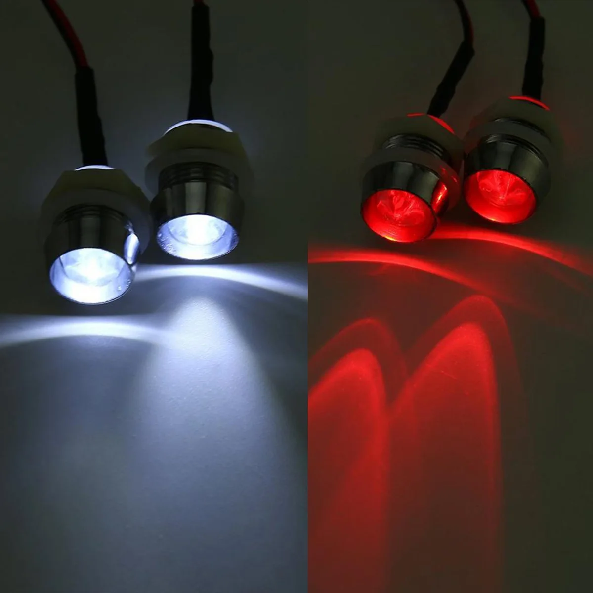 2-White-Red-LED-Lights-10W-10mm-Lamp-Kit-Headlights-Taillight-for-RC ...