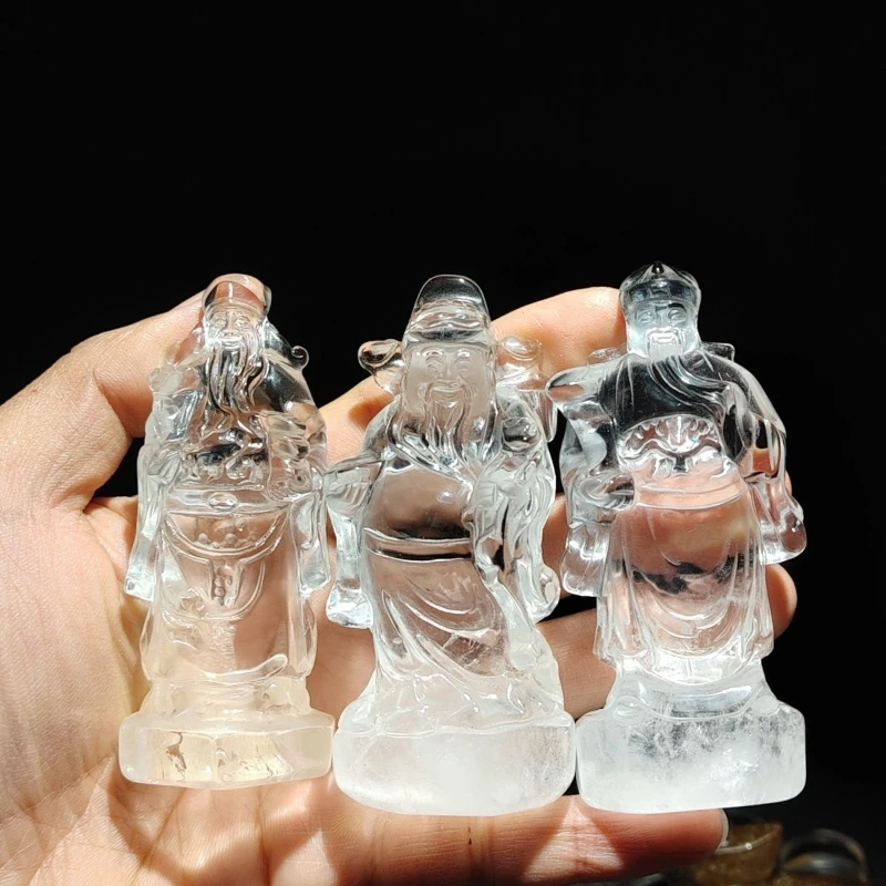 Natural-White-Crystal-Pure-handmade-statue-of-the-God-of-Wealth-Crystal ...