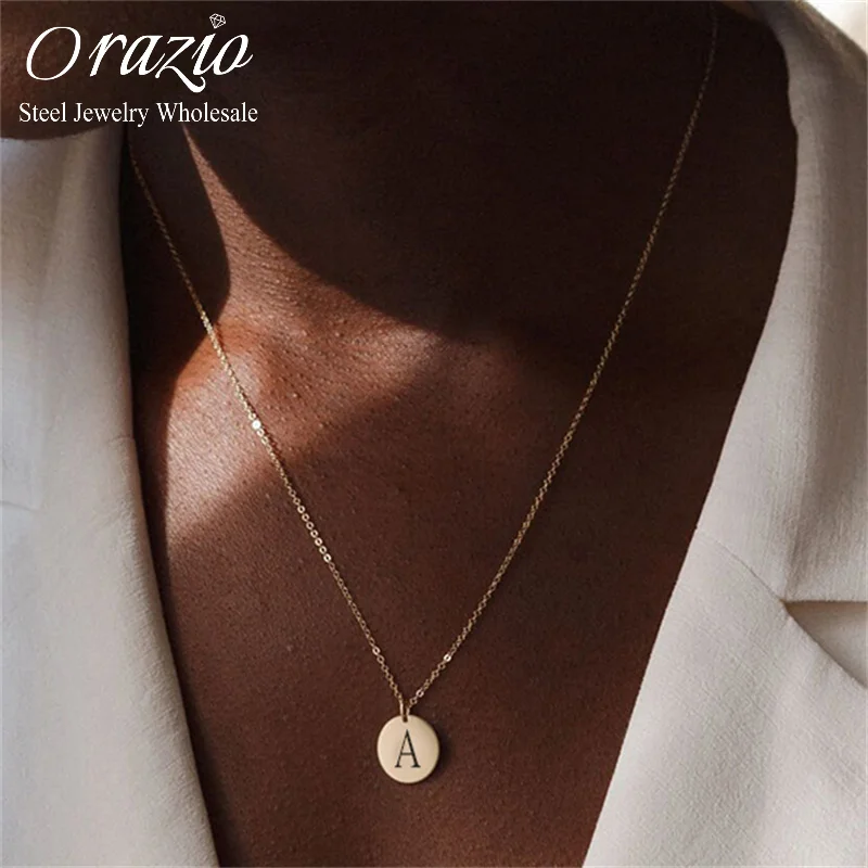 Orazio-Engraving-Custom-Necklace-Gold-Color-26-Artistic-Alphabet ...