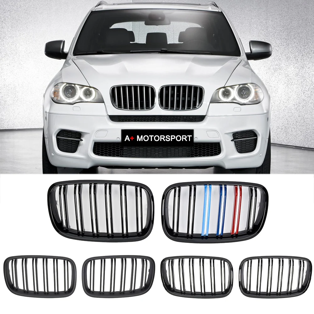 Glossy-Black-M-Color-Style-Front-Kidney-Double-Slat-Grill-Grille-for ...