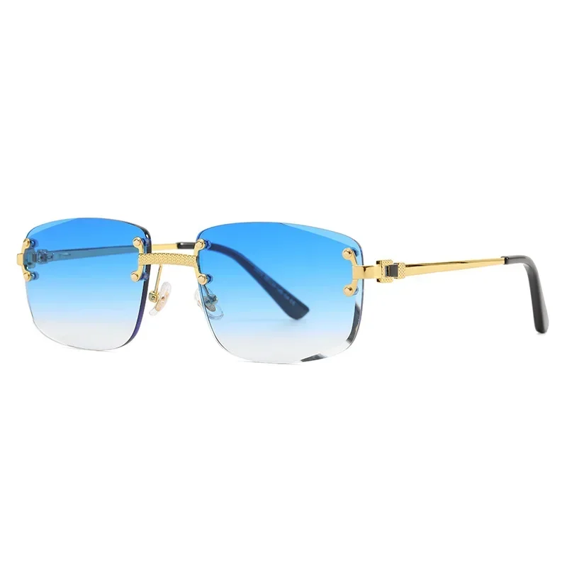 Retro-Rimless-Sunglasses-Men-Women-Metal-Frame-Square-Streetwear ...