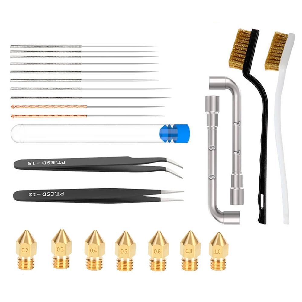 RAMPS 3D Printer MK8 Brass Nozzle Cleaning Kit with Brush 0.4mm ...