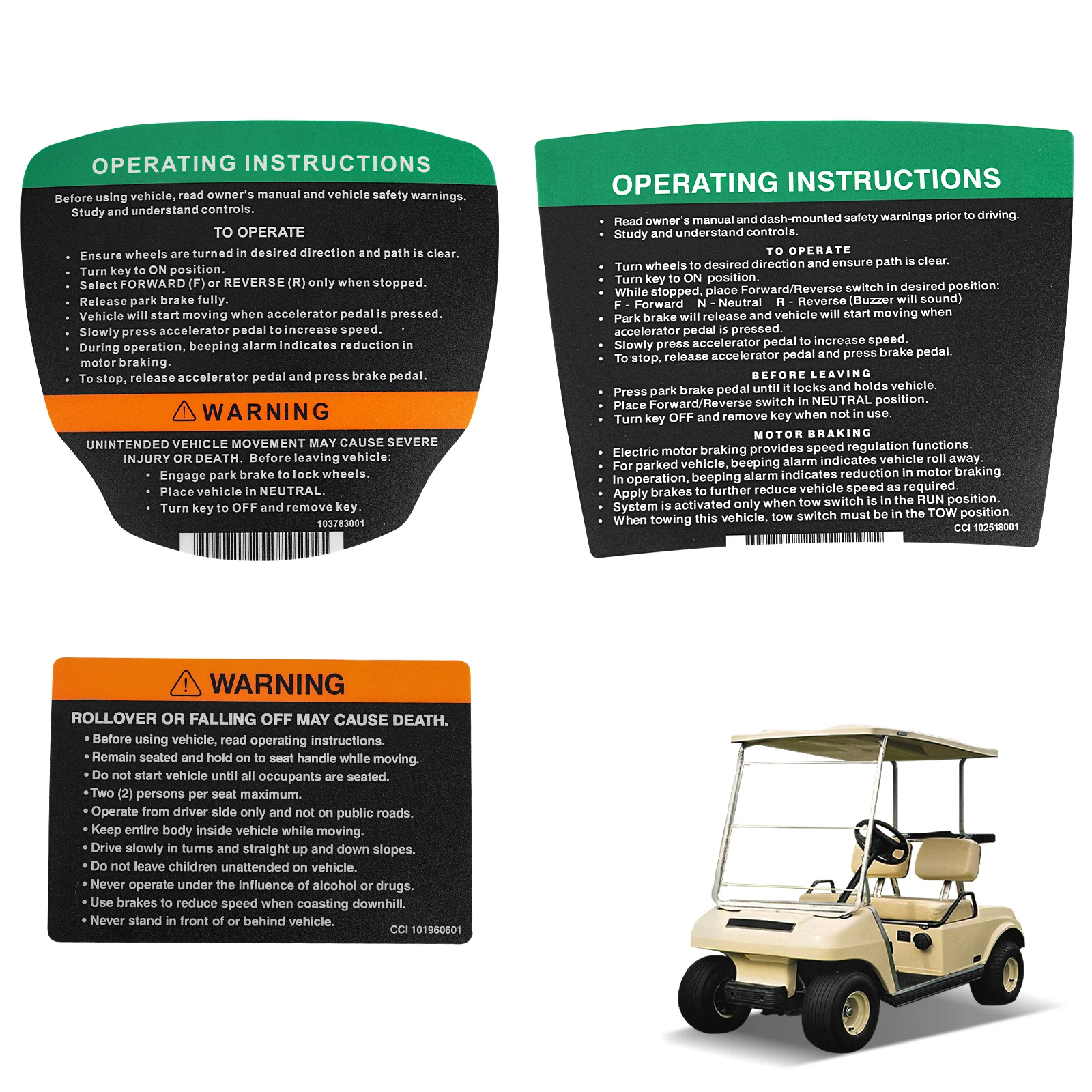 Golf Cart Name plate Kit Steering Wheel and Dashboard Stickers For Club ...