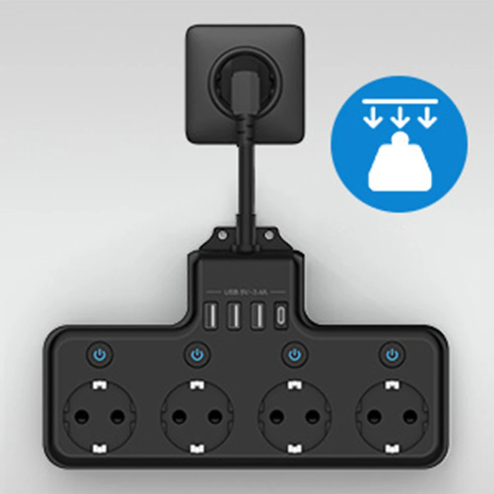 16A-4000W-EU-Plug-Power-Strip-4-Way-USB-Port-Electrical-Socket ...