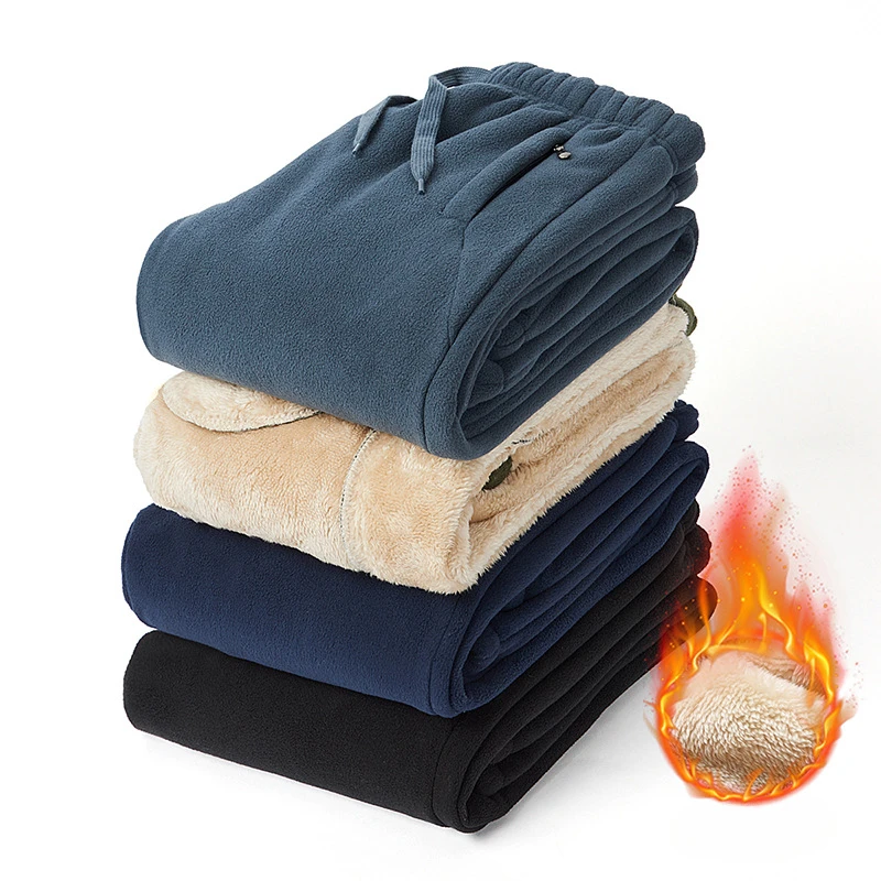 Winter Warm Casual Pants Men's Polar Fleece Drawstring Bottoms ...
