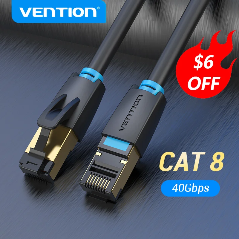 Vention Cat8 Ethernet Cable STTP 40Gbps 2000MHz Cat 8 RJ45 Network Lan ...