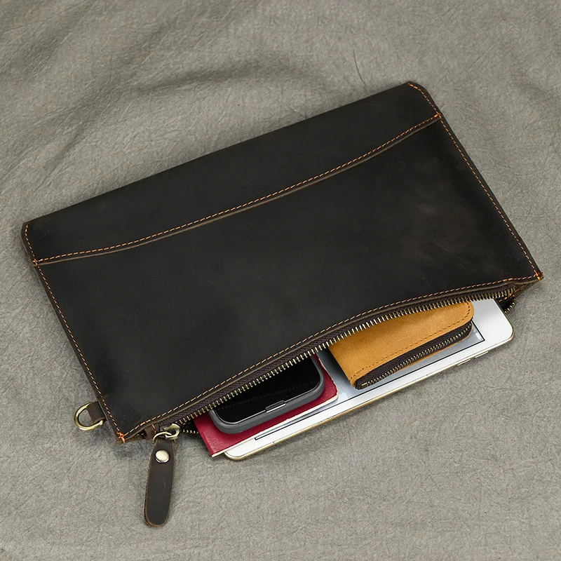Vintage-Clutch-Wallet-Genuine-Leather-Men-Hand-Zipper-Big-Purse-Card ...