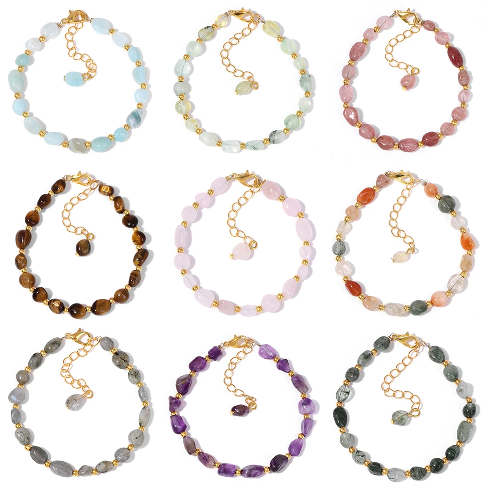 Irregular-Natural-Stone-Bracelets-For-Women-Chip-Gravel-Shape-Pink ...
