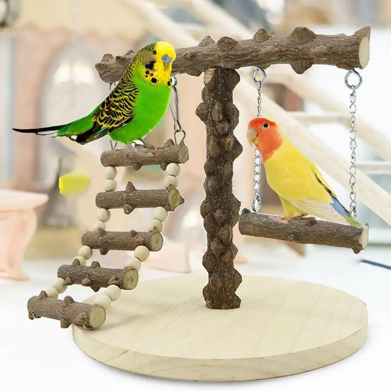 Pet-Parrot-Playstand-Bird-Playground-Solid-Wood-Perch-Stand-Ladder-Bite ...