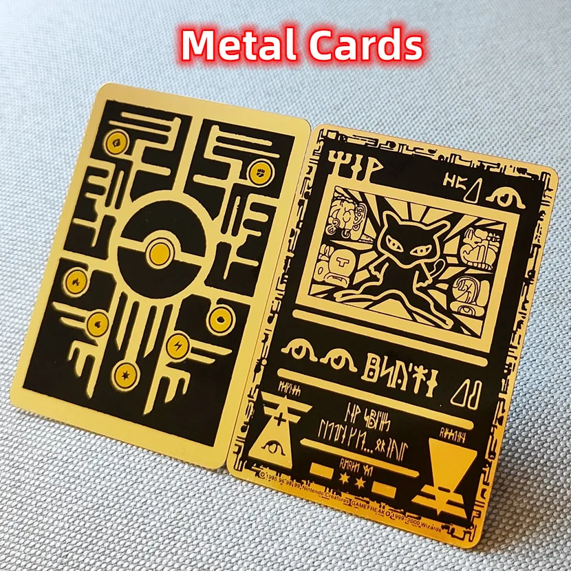 Pokemon Iron Shiny Cards Golden Pokemon Letter Metal Pikachu Mewtwo ...