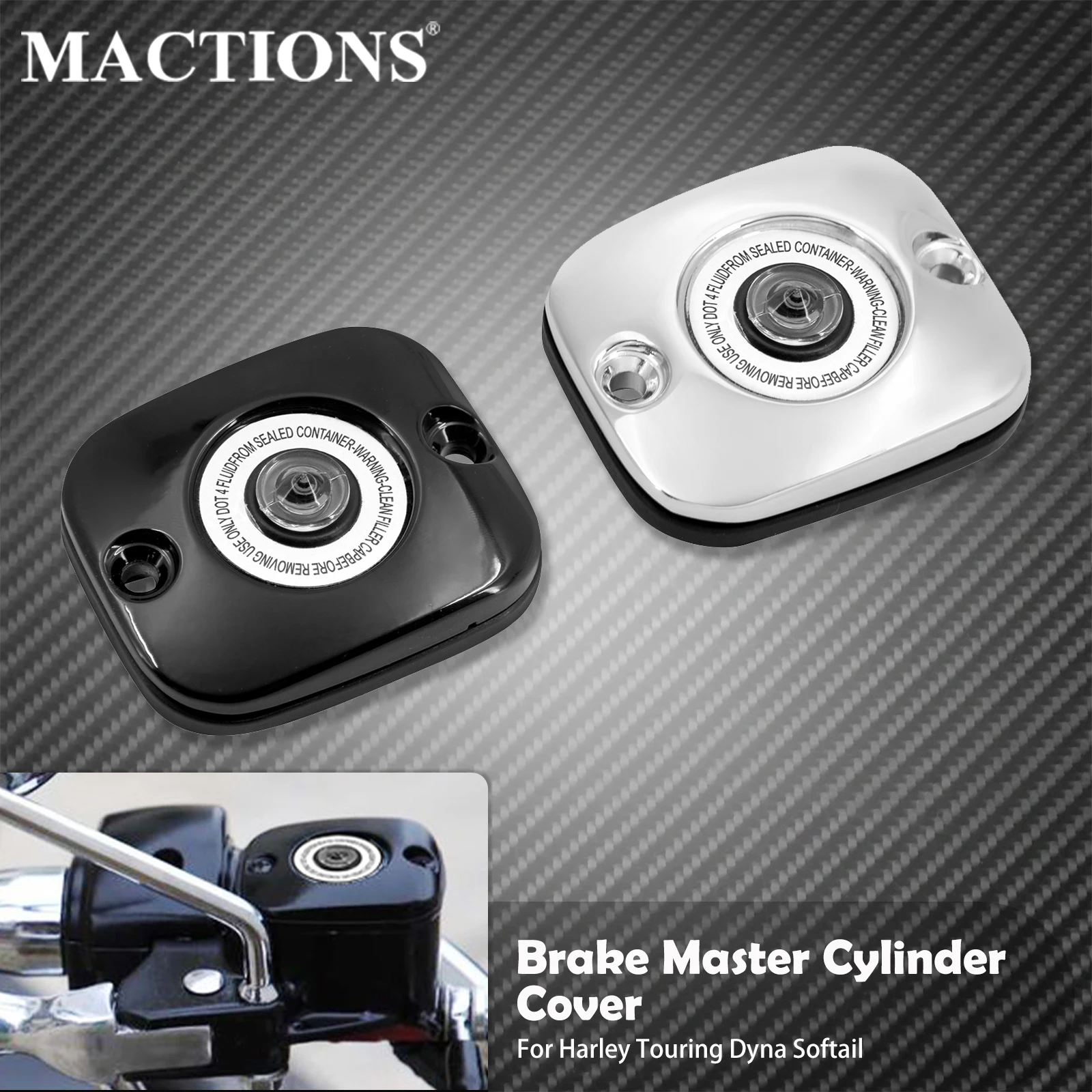 Motorcycle-Chrome-Black-Front-Brake-Master-Cylinder-Cover-For-Harley ...