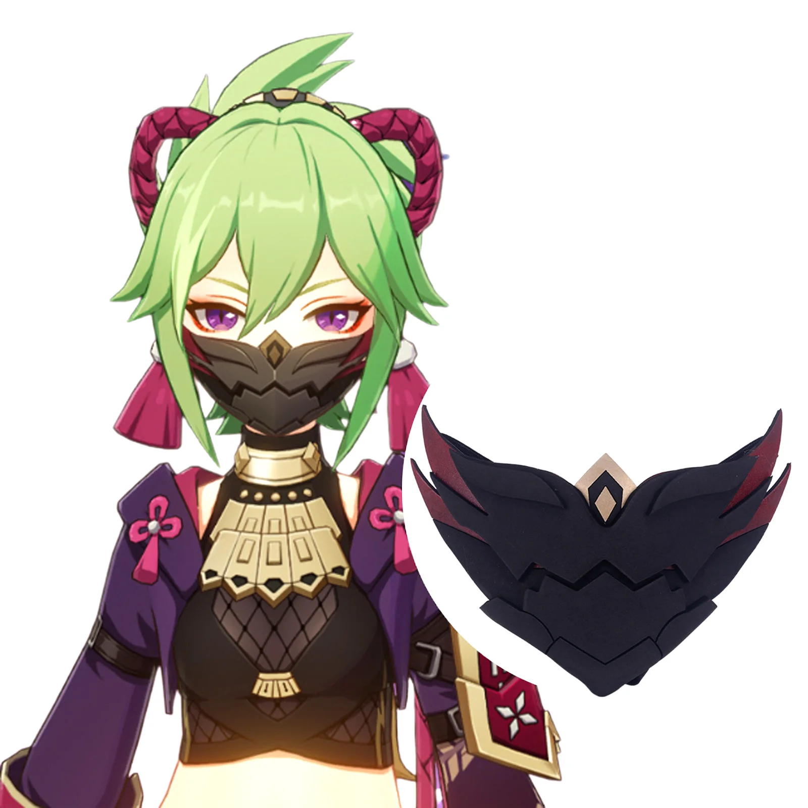 Game Genshin Impact Kuki Shinobu Cosplay Black Mask Pvc Mask Men Woman ...