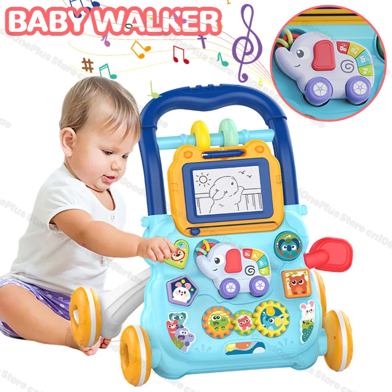 Baby Drag Walker with Wheel Kawaii Elephant Musical Toy Push Walking ...