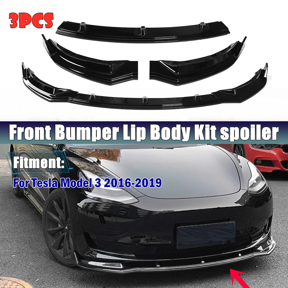 3PCS Car Front Bumper Lip Deflector Lips Body Kit Spoiler Splitter ...