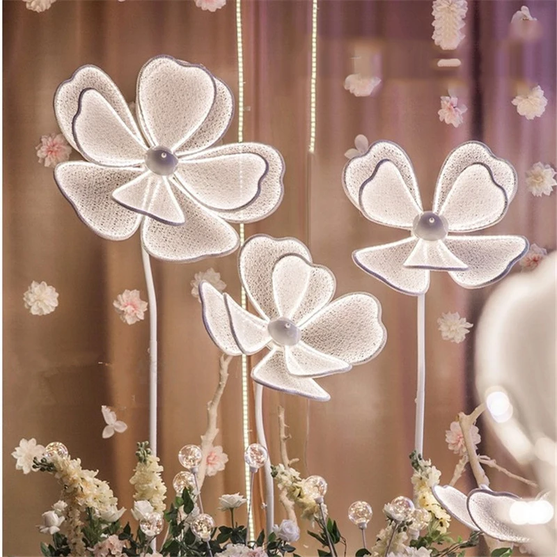 Fashion-LED-floor-lamp-white-lace-party-stage-shining-peony-flower-road ...